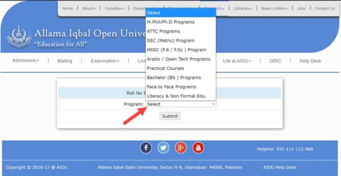 Download AIOU Roll No Slips 2022 • All Programs